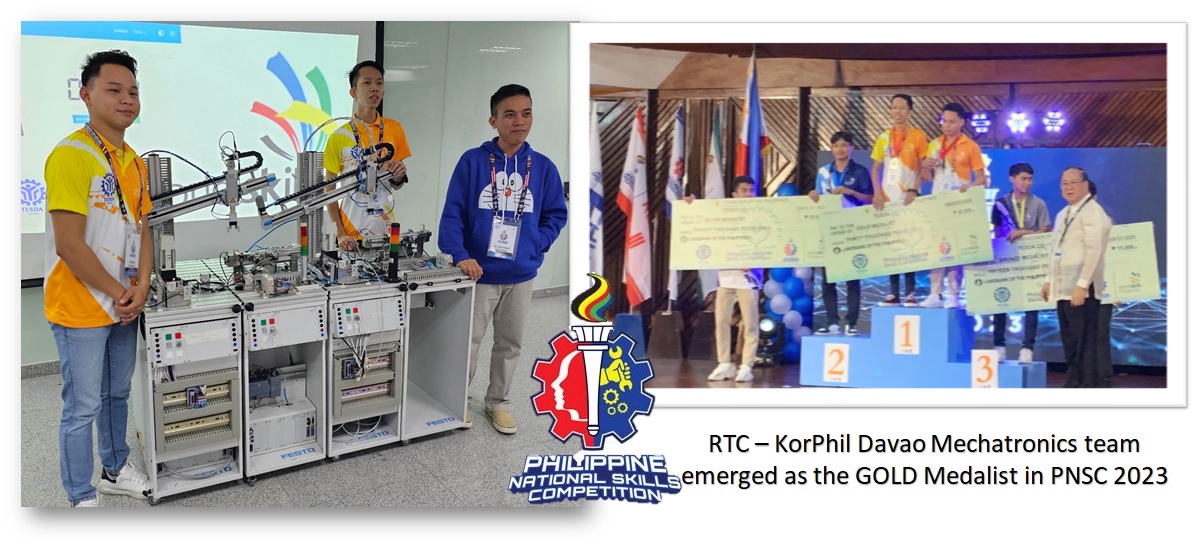 TESDA XI-RTC KorPhil Wins the Mechatronics Gold Medal at the 2023 ...