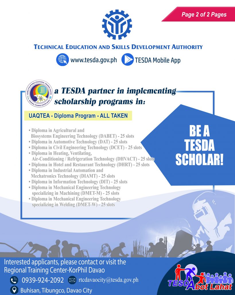 Scholarship Slots Available – RTC-KorPhil Davao